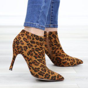 Shoes | Vegan Suede Leopard Print Ankle Booties | Poshmark